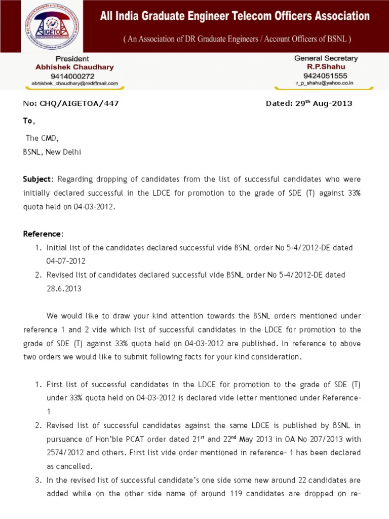 447 - Letter On LDCE Passed But Failed in Revised List | PDF | Supreme ...