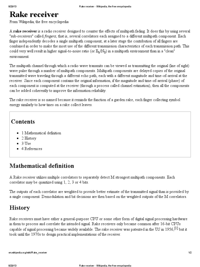 Rake Receiver - Wikipedia, The Free Encyclopedia | PDF | Radio ...