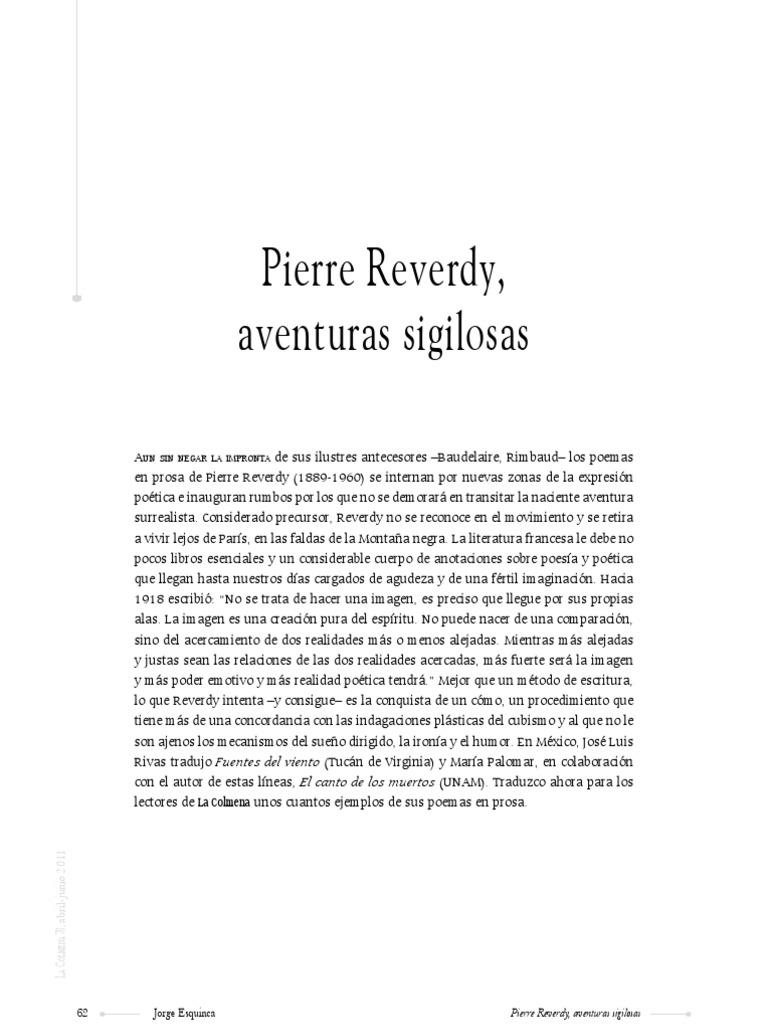 Pierre Reverdy | PDF | Poesía | Naturaleza