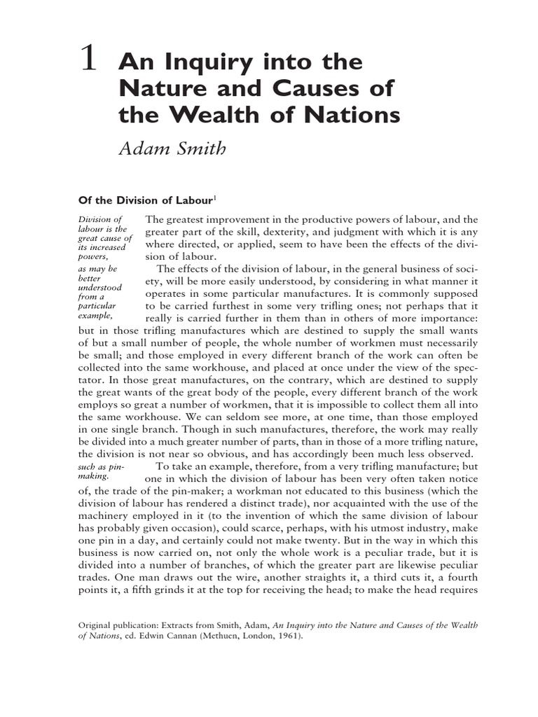 Adam Smith - On Division of Labour | PDF | Demand | Commodity