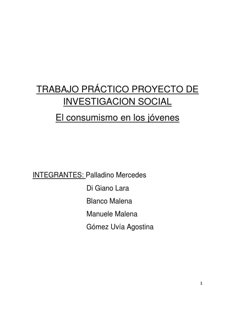 Trabajo Práctico Proyecto de Investigacion Social | PDF | Juventud ...