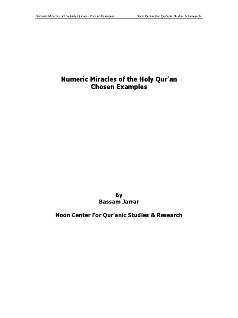 Numerical Miracles of Holy Quran | PDF | Quran | Islam