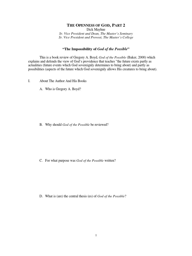 The Openness of God Pt.2 | PDF | Religion & Spirituality