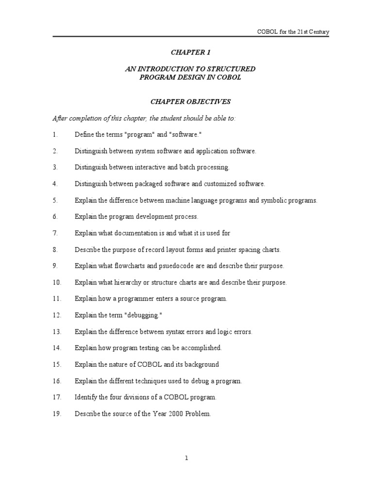 Cobol 21 Guide To Structured Design Pdf Computer Program Programming