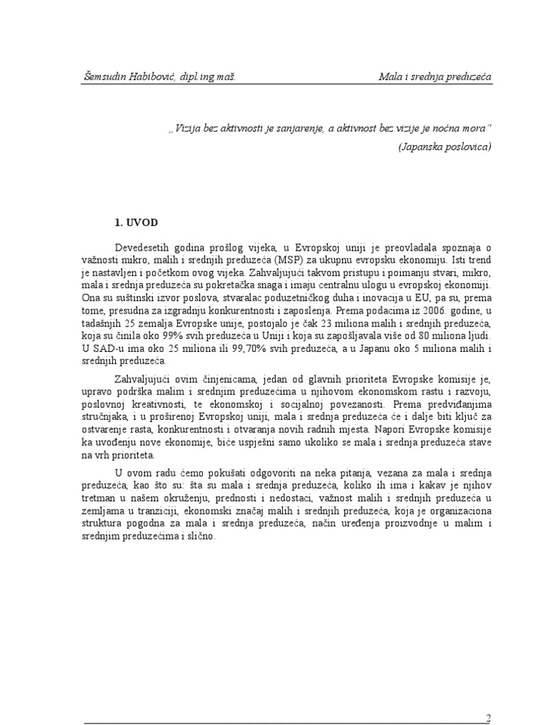 Mala I Srednja Preduzeca | PDF