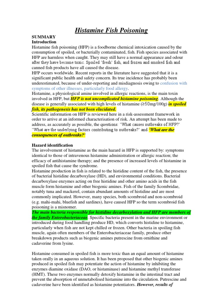 Histamine Fish Poisoning | Hazard Analysis And Critical Control Points ...