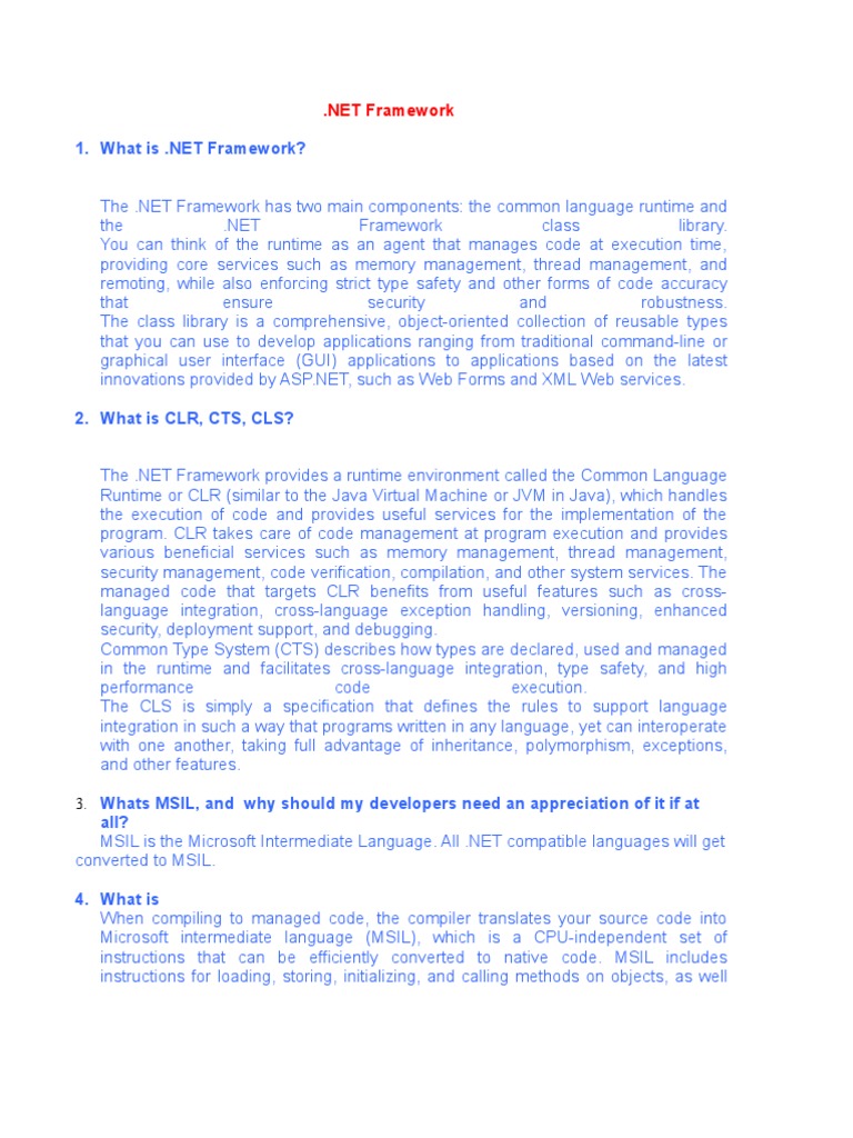 NET Framework | PDF
