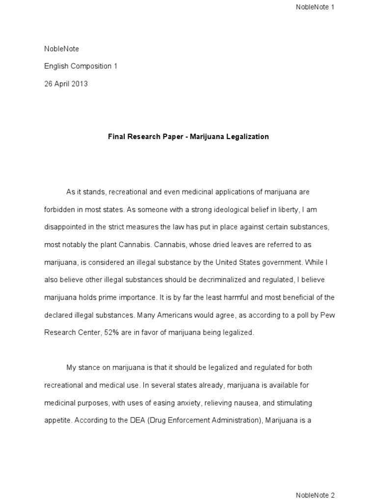 Final Research Paper - Marijuana Legalization | Cannabis (Drug ...