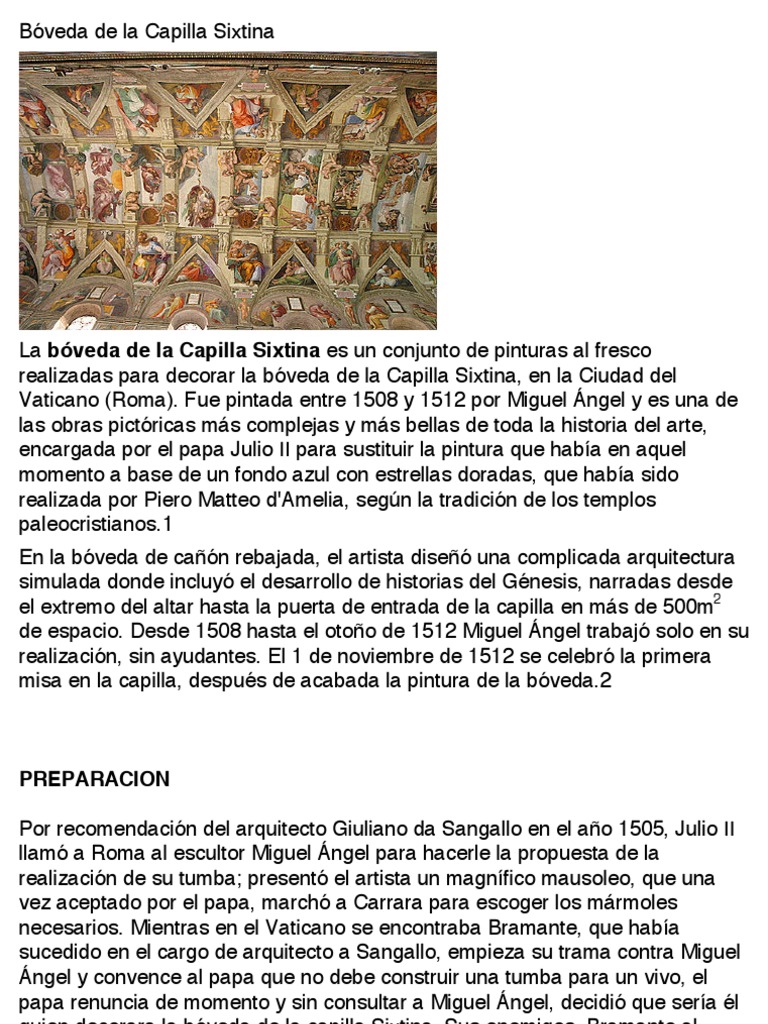 Bóveda de La Capilla Sixtina PDF | PDF | Miguel Ángel | Artes (general)