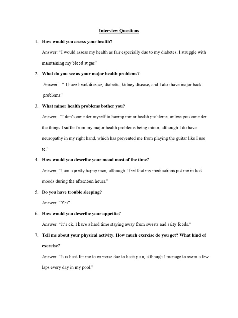 Interview Questions | Diabetes Mellitus | Physical Exercise