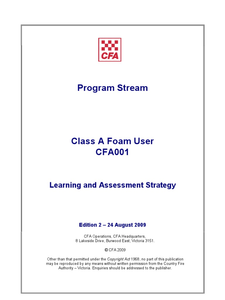 Class A Foam CFA001 Learning and Assessment Strategy | PDF | Personal ...