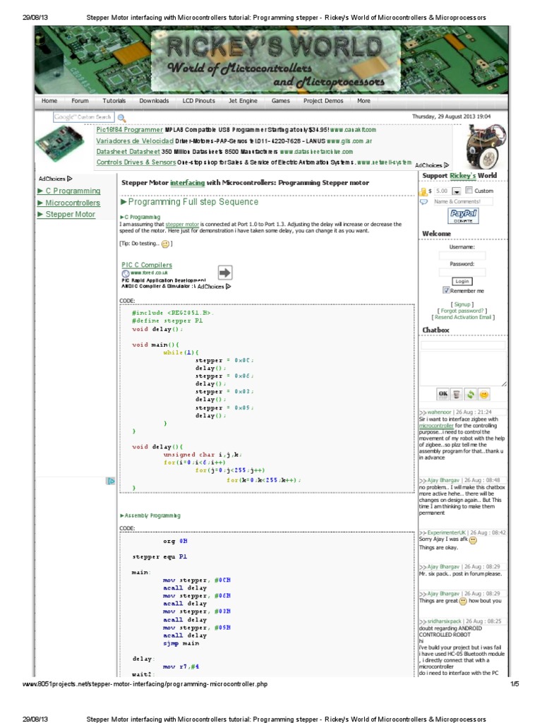 Stepper Motor Interfacing With Microcontrollers Tutorial - Programming Stepper - Rickey's World ...