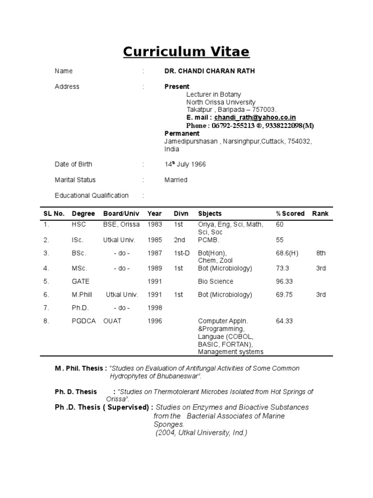 Dr. Chandi C. Rath, Lecturer N Orth Orissa University, India | PDF ...