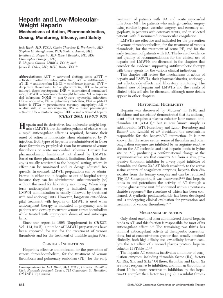 Heparin and Low Molecular Heparin | PDF | Thrombosis | Coagulation
