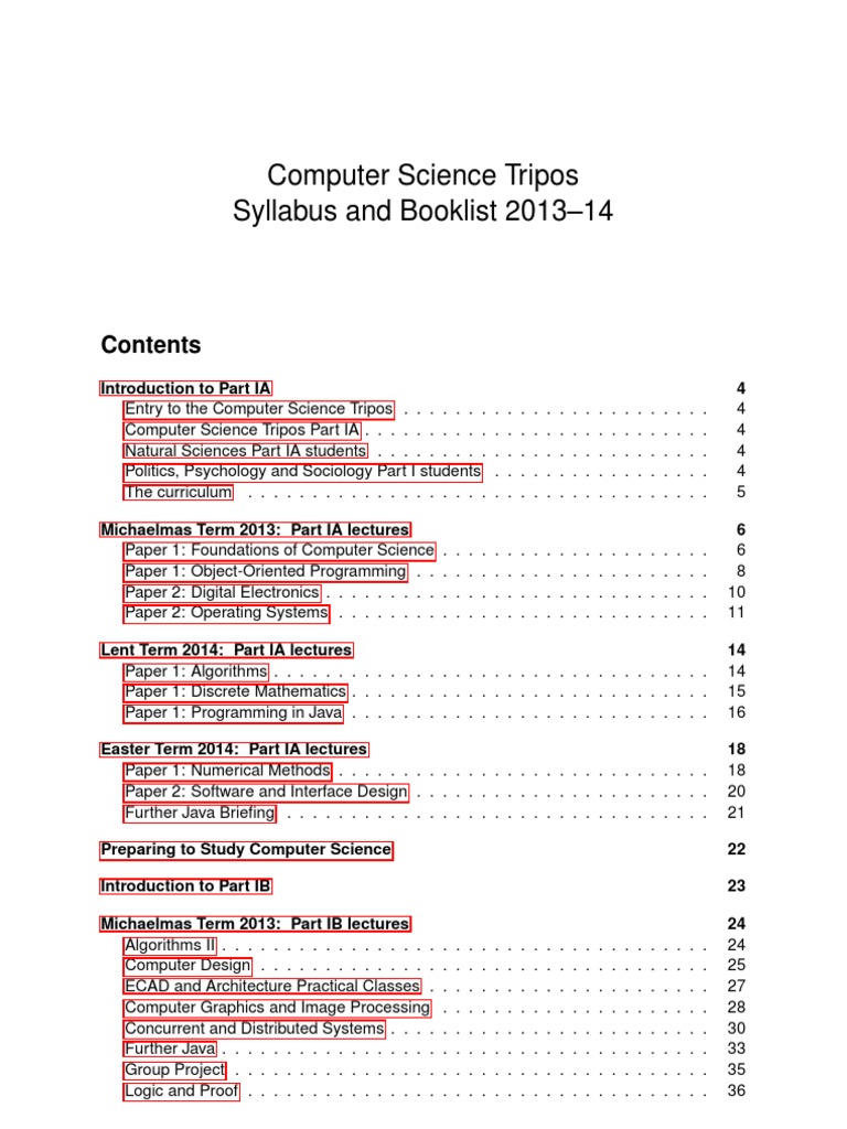 Computer Science Tripos Syllabus and Booklist 2013-14: Introduction To ...