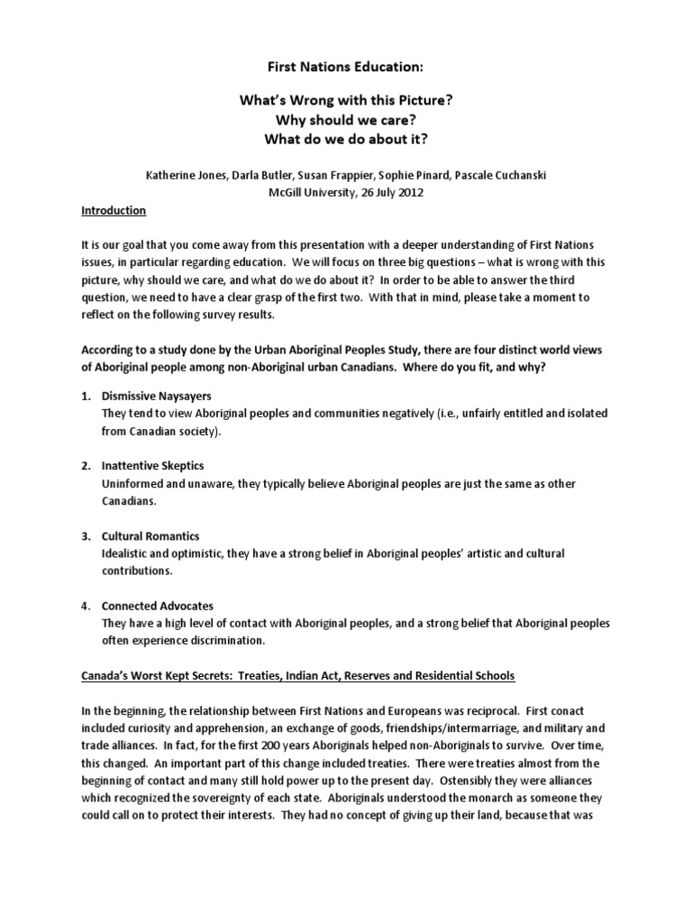 First Nations Issues Handout - Katherine Jones Et Al | Download Free ...