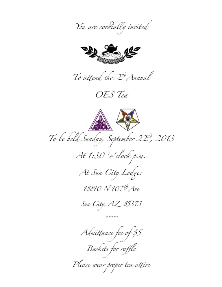 OES Tea Invitation | PDF | Home & Garden