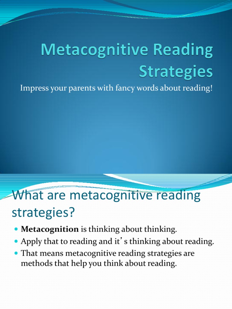 Metacognitive Reading Strategies Burke Pdf Metacognition Question