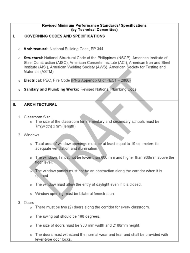 Revised Minimum Performance Standards/ Specifications (By Technical ...