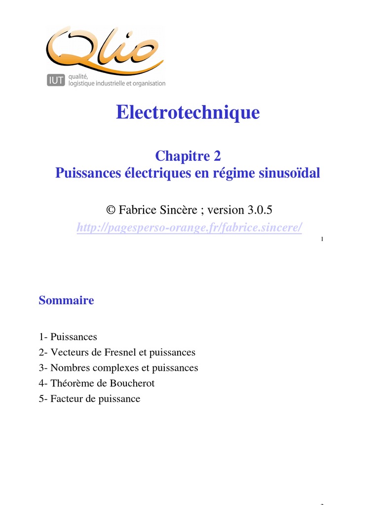 ch2 Systeme Monophase | PDF | Puissance (physique) | Impédance (électricité)