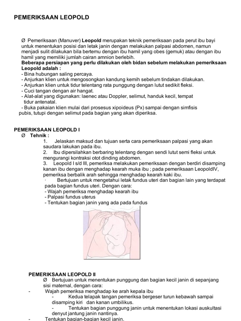 PEMERIKSAAN LEOPOLD: MENENTUKAN POSISI DAN LETAK JANIN SECARA AKURAT | PDF