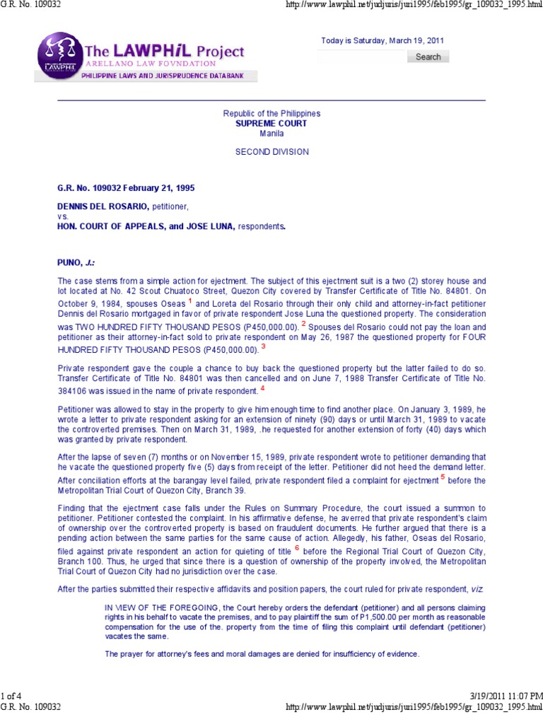 Ejectment Case 1 | Summary Judgment | Lawsuit