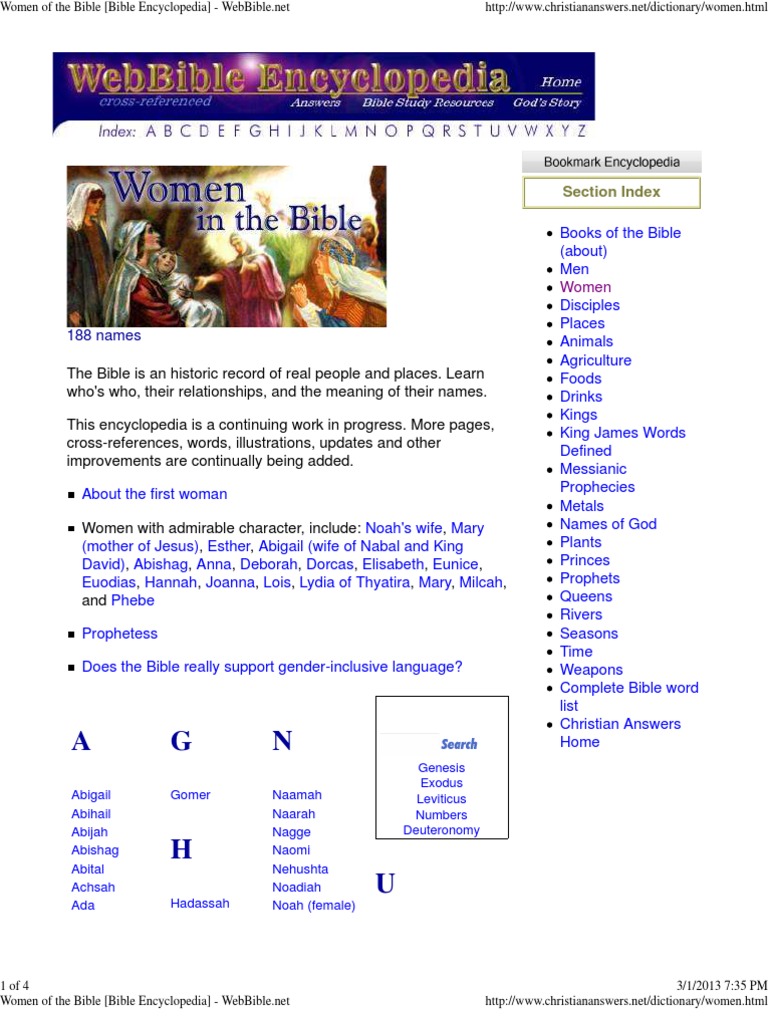 Women of The Bible (Bible Encyclopedia) | PDF | Prophet | Hebrew Bible
