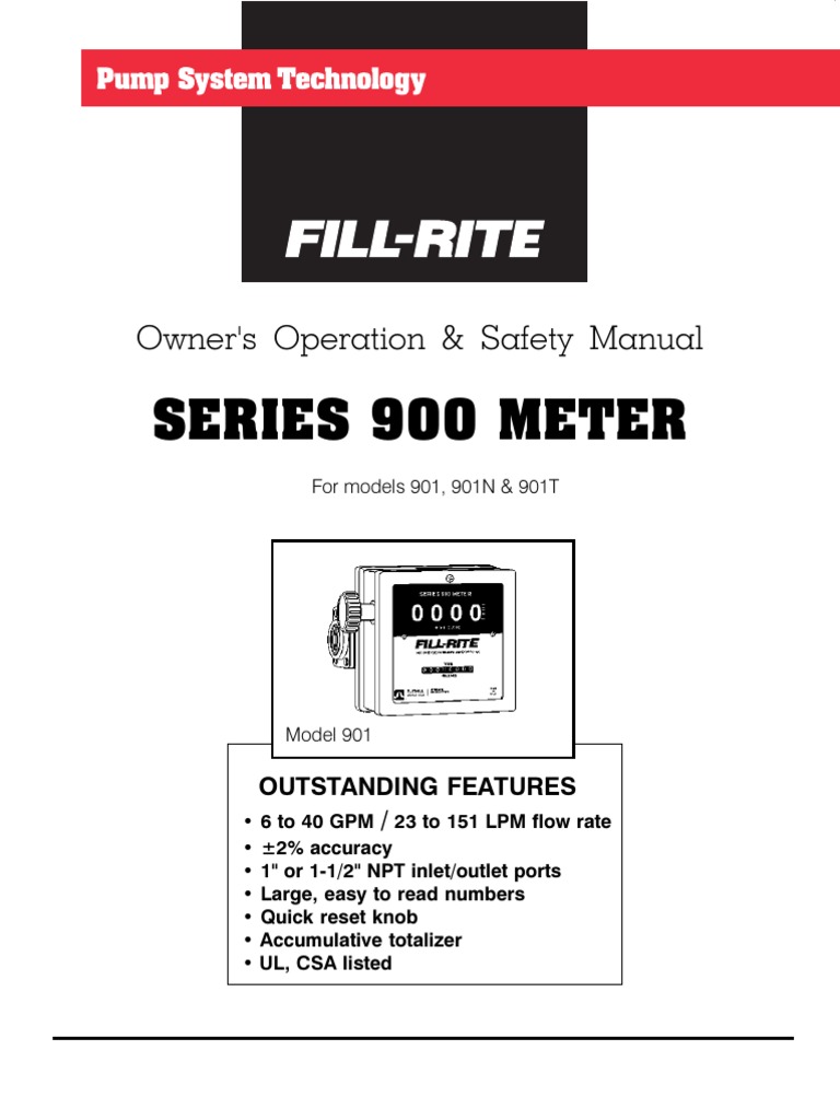 Series 900 Meter: Owner's Operation & Safety Manual | PDF | Gear | Valve