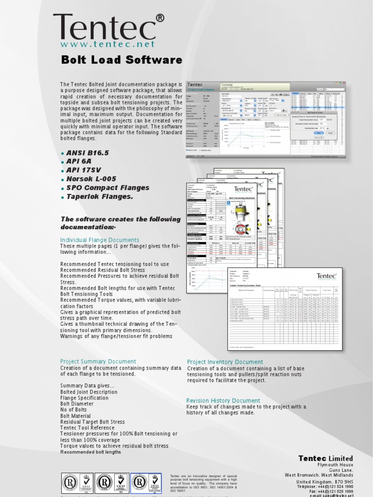 Bolt Load Software: ANSI B16.5 Api 6A Api 17Sv Norsok L-005 SPO Compact ...