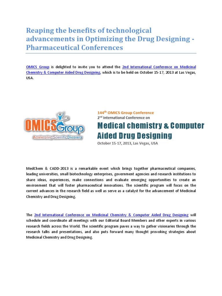 Medicinal Chemistry & Computer Aided Drug Designing | PDF | Medicinal ...