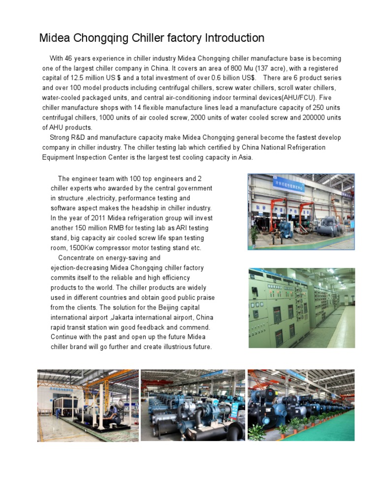 Midea Chiller Factory Overview | PDF | Heat Exchanger | Air Conditioning