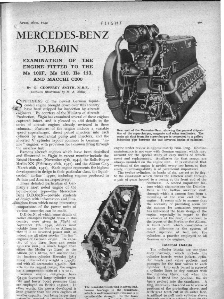 Examination of The DB601N Engine-Flight Magazine 16 April 1942 ...