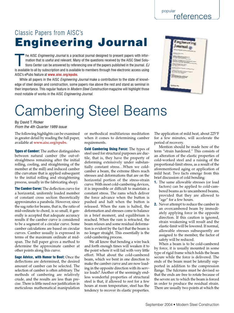 Cambering Steel Beams | PDF | Beam (Structure) | Deformation (Engineering)