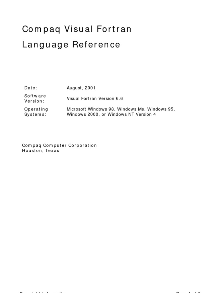 Compaq Visual Fortran | PDF | Subroutine | Parameter (Computer Programming)