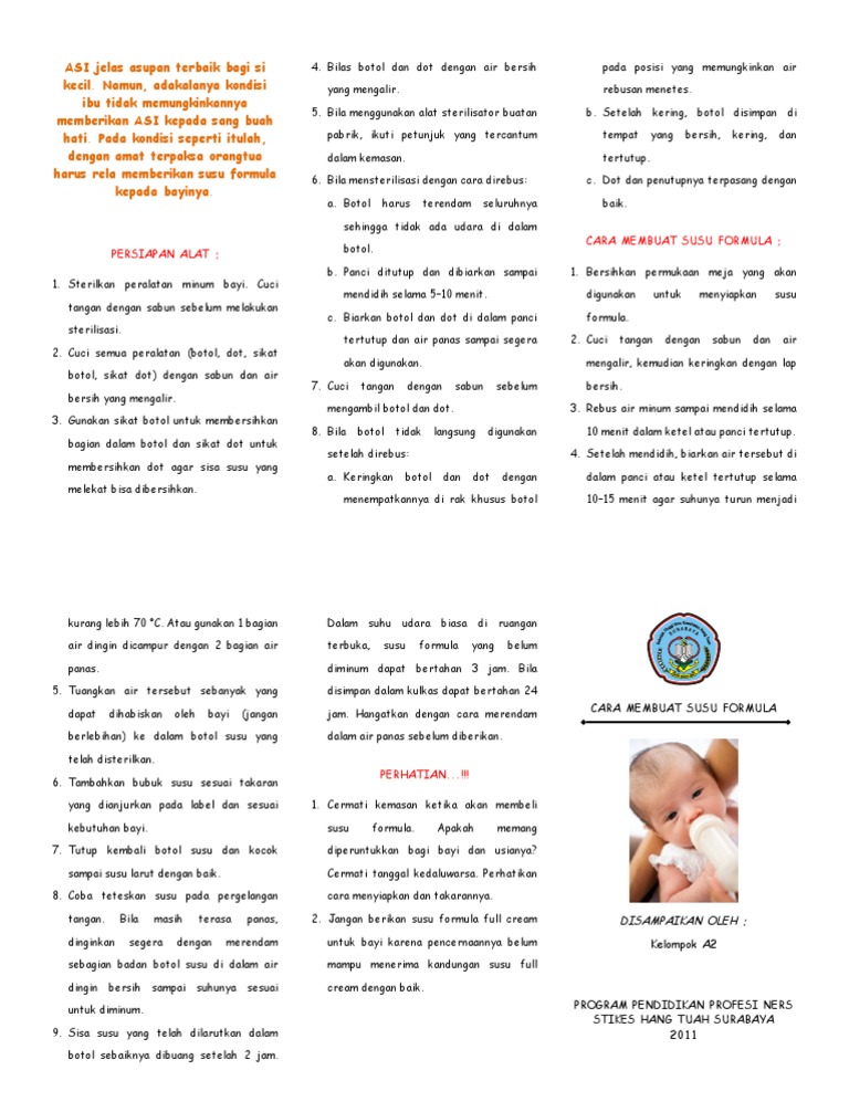 Leaflet Cara Membuat Susu Formula | PDF