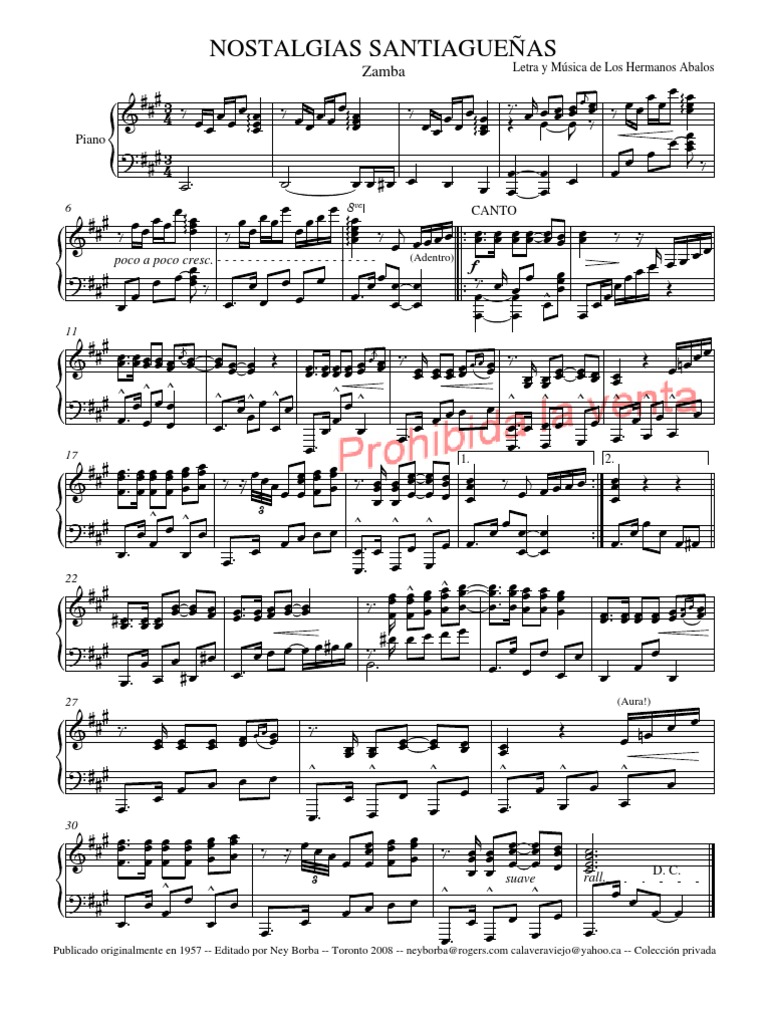 Nostalgias Santiaguenas Partitura y Letra | PDF