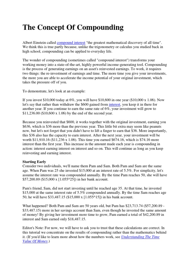 The Concept of Compounding | PDF | Compound Interest | Interest