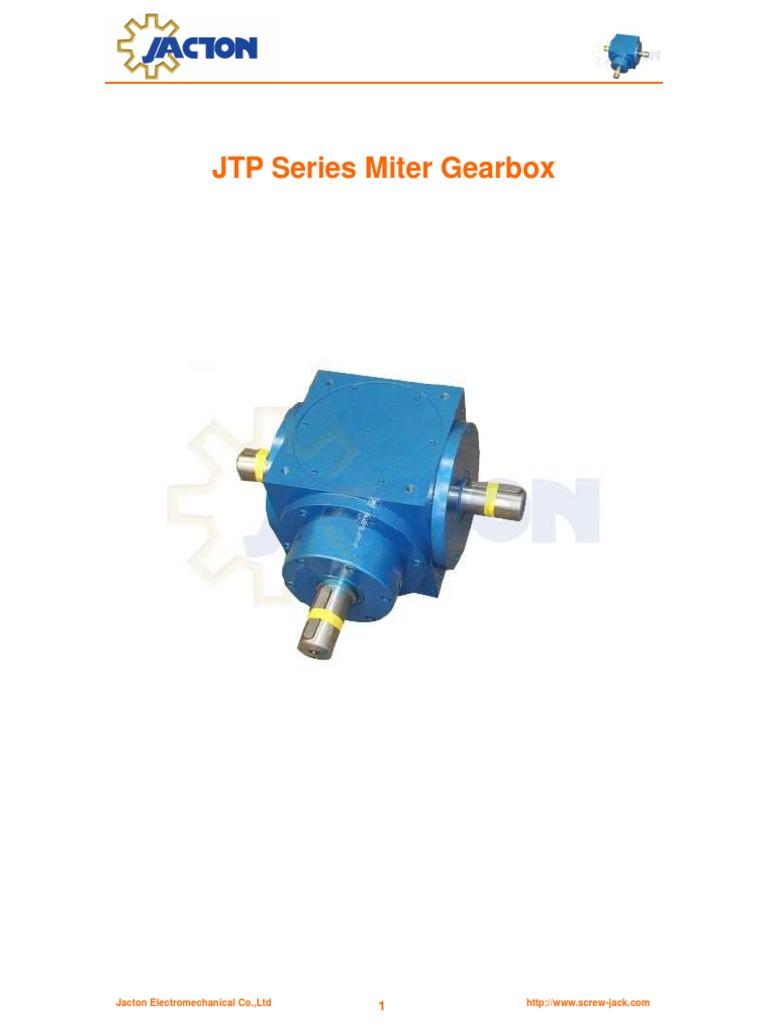 JTP Series Miter Gearbox: Jacton Electromechanical Co.,Ltd | PDF ...