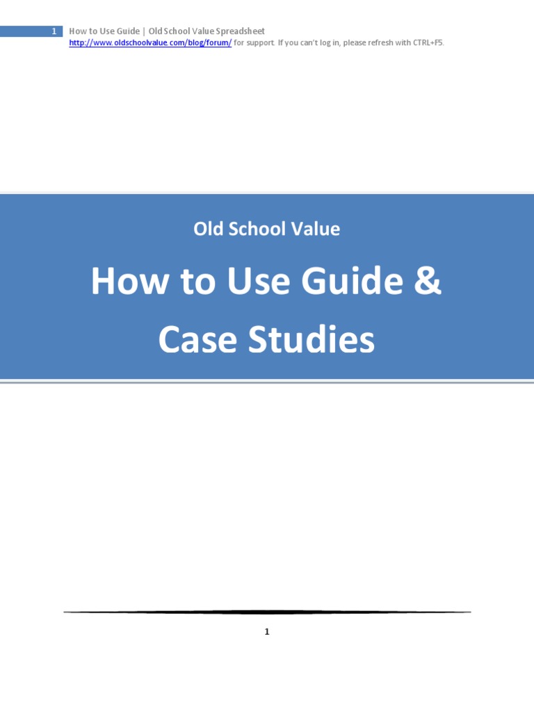 How To Use Guide & Case Studies: Old School Value | PDF | Business ...