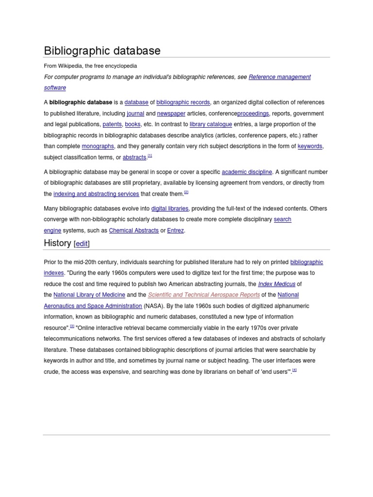 Bibliographic Database | PDF | Reference Works | Scholarly Communication