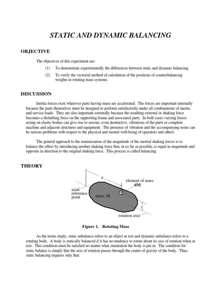 Static and Dynamic Balancing: Objective | PDF