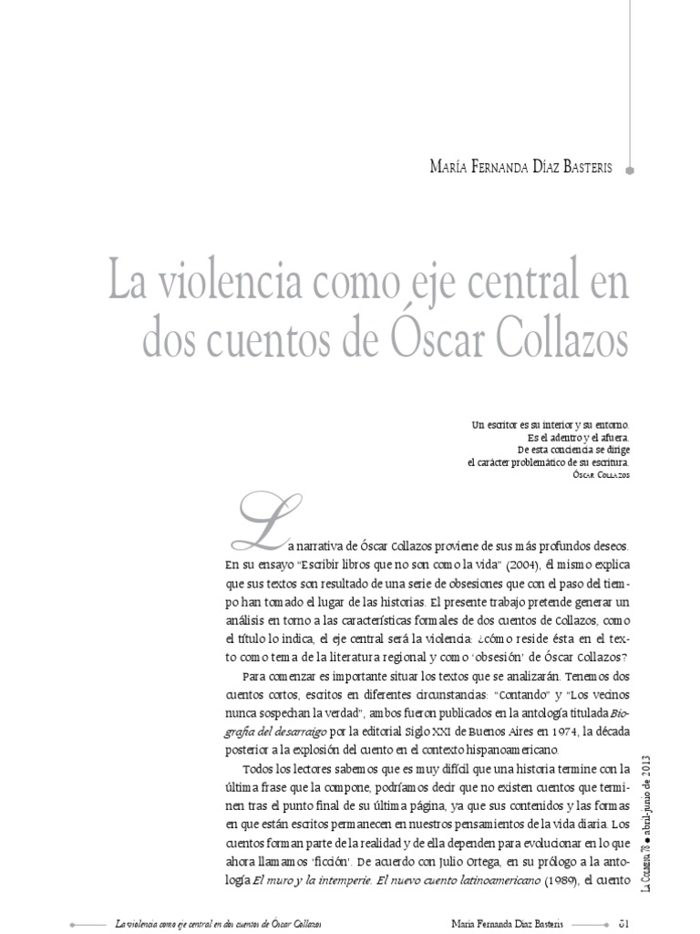5 La Violencia Como Eje Central En Dos Cuentos Pdf Cuentos Narración