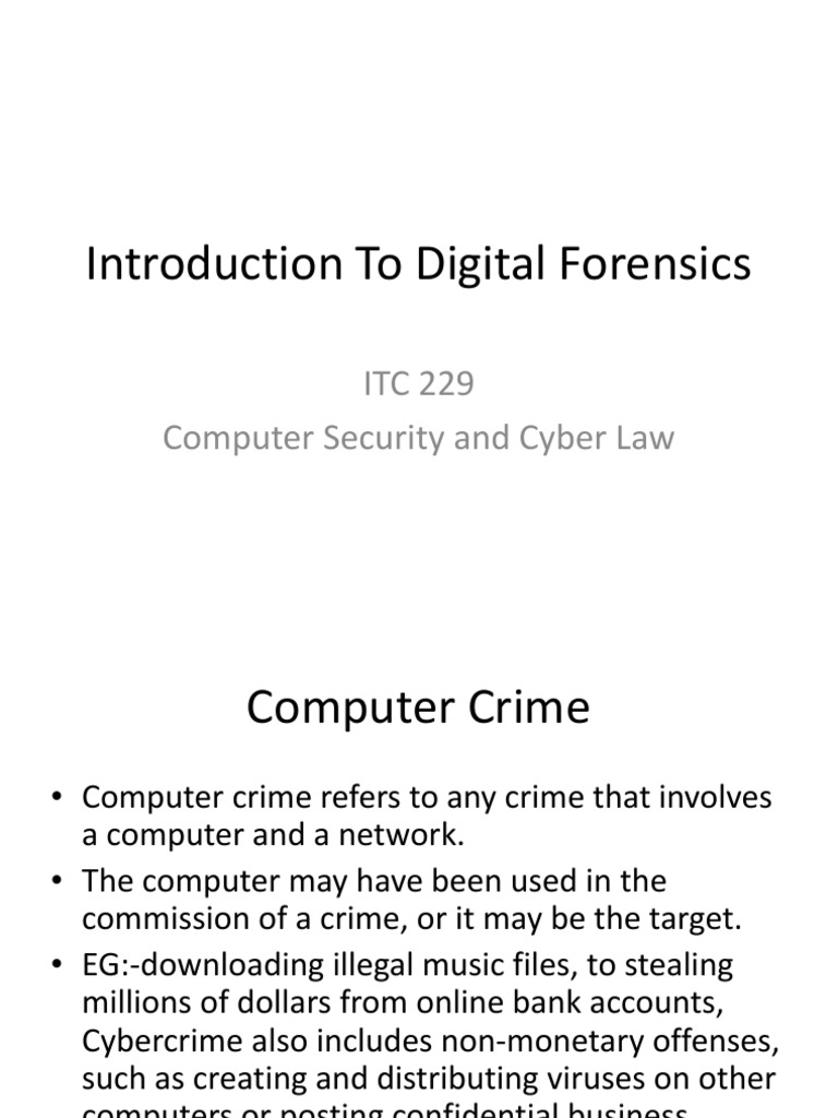 Introduction To Digital Forensics | PDF | Computer Forensics | Cybercrime