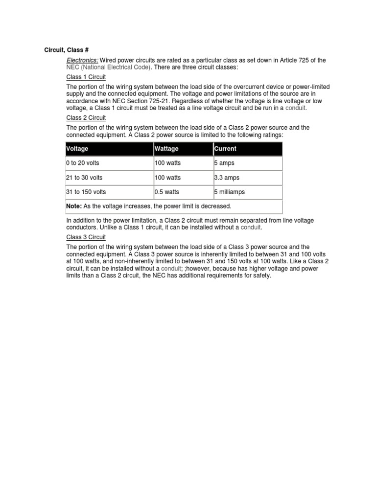 Power Classes | PDF | Electrical Wiring | Power Supply