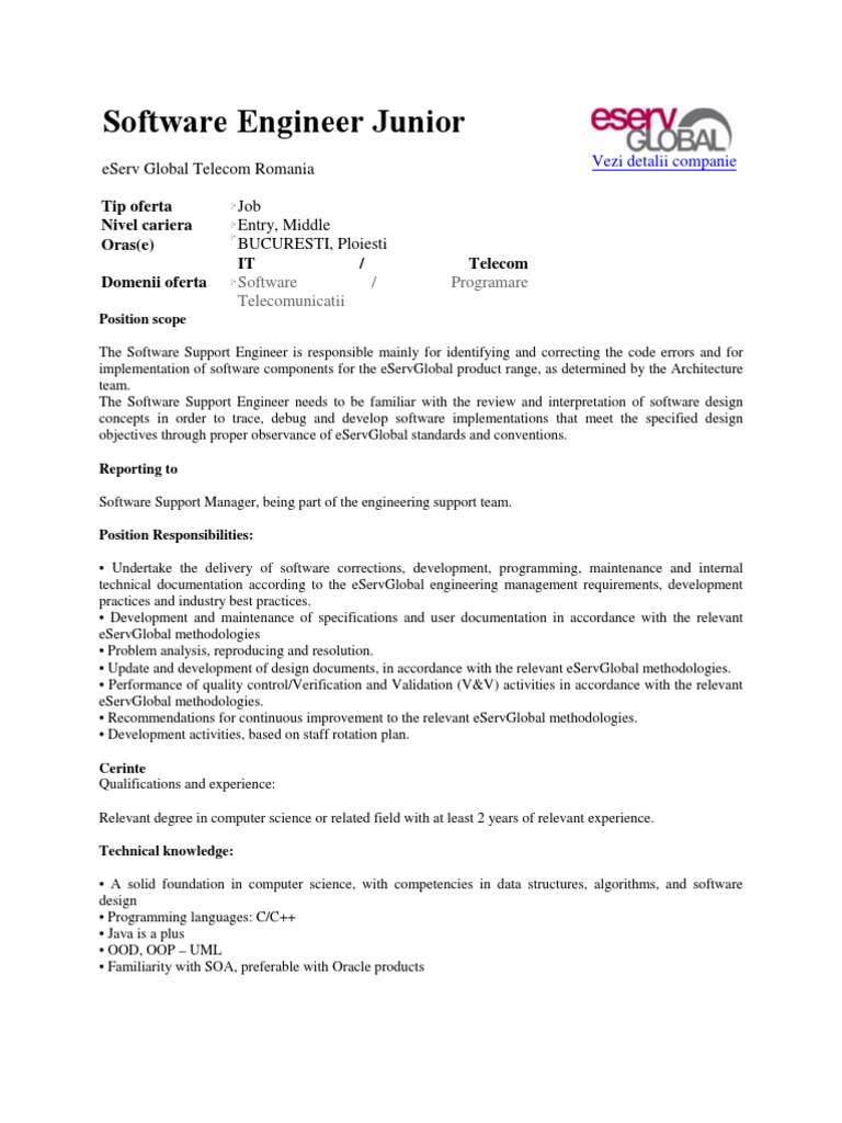 Software Engineer Junior | PDF | Oracle Database | Software