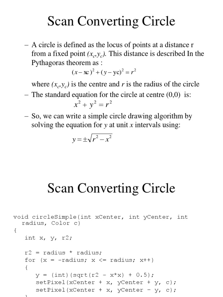 Scan Converting Circle | PDF | Algorithms And Data Structures | Areas Of Computer Science