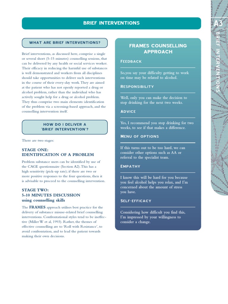 FRAMES Counselling | Alcoholism | Intervention (Counseling)