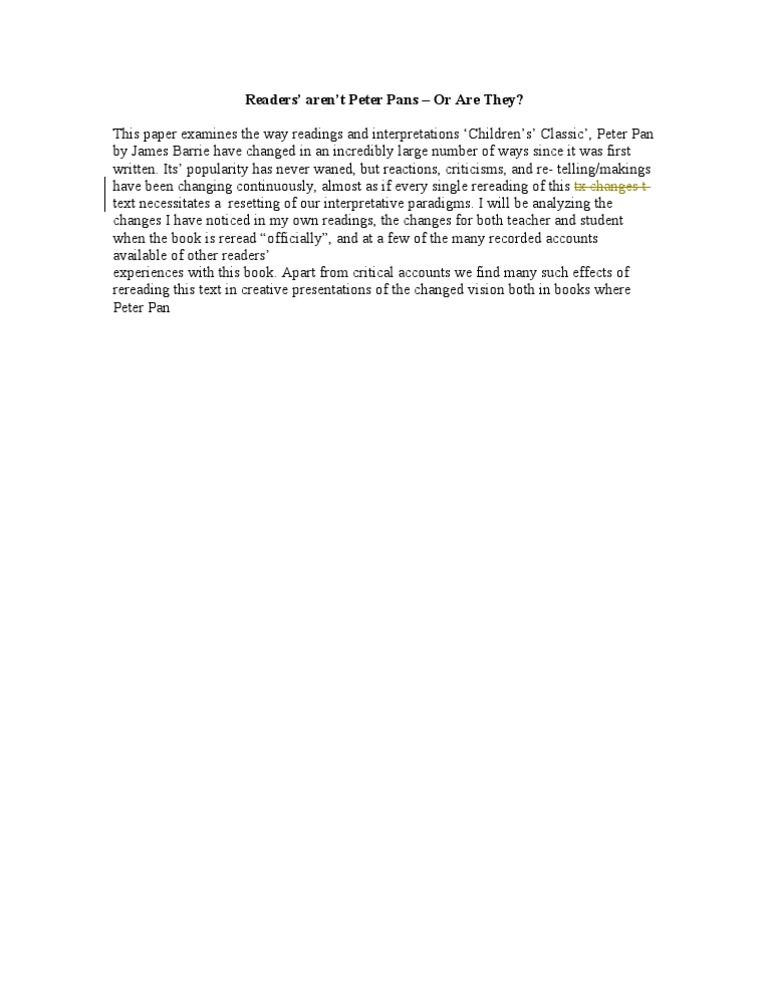 Peter Pan Abstract. | PDF