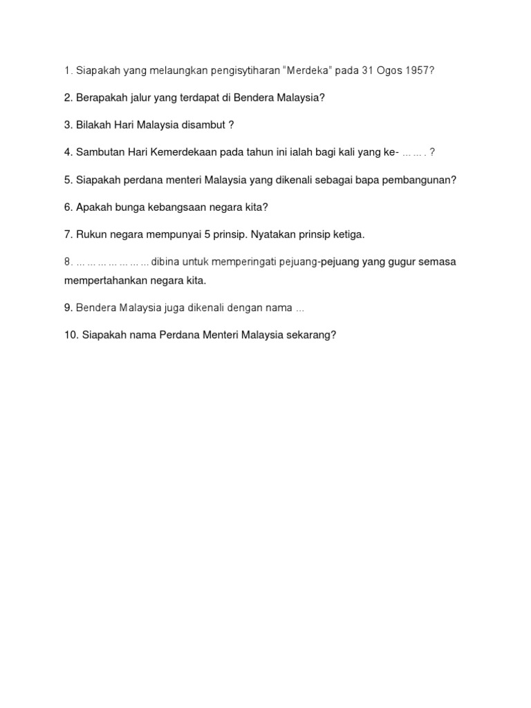 Kuiz Merdeka | PDF