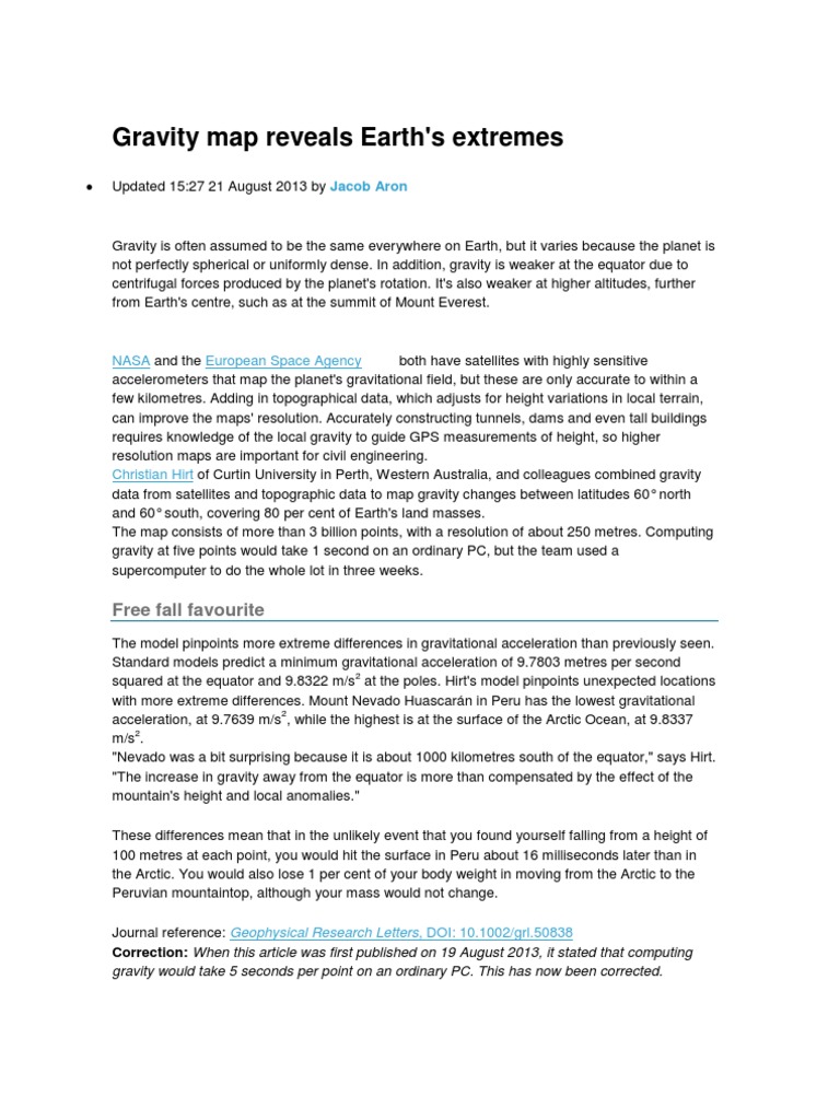 Gravity Map Reveals Earth | PDF | Gravity | Physical Sciences